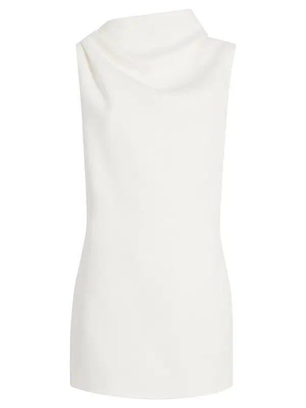 Khaite Astor Draped Crepe Satin Mini Dress - Chalk
