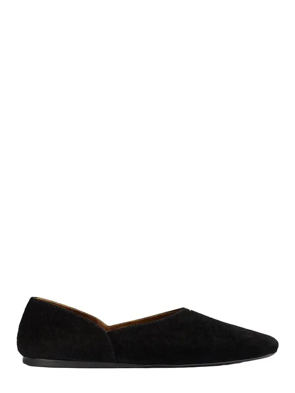 Khaite Jane Flat In Suede And Glazed Leather - Black