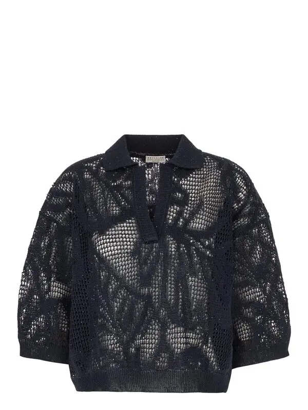 Brunello Cucinelli Collared Knitwear With Sequined Detailing - Multicolor