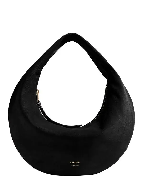 Khaite Mini Olivia Hobo In Suede - Black