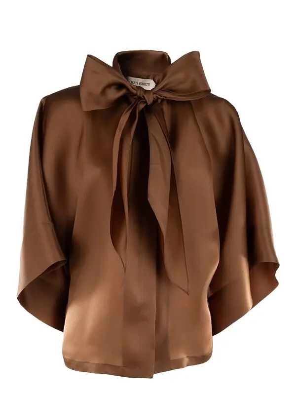 Alberta Ferretti Silk Shirt With Bow Detail - Multicolor