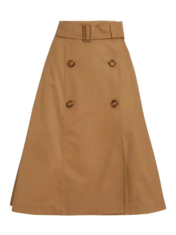 Burberry Belted Skirt With Button Detail - Multicolor