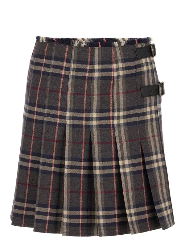 Burberry Tartan Pleated Skirt With Buckle Detail - Multicolor