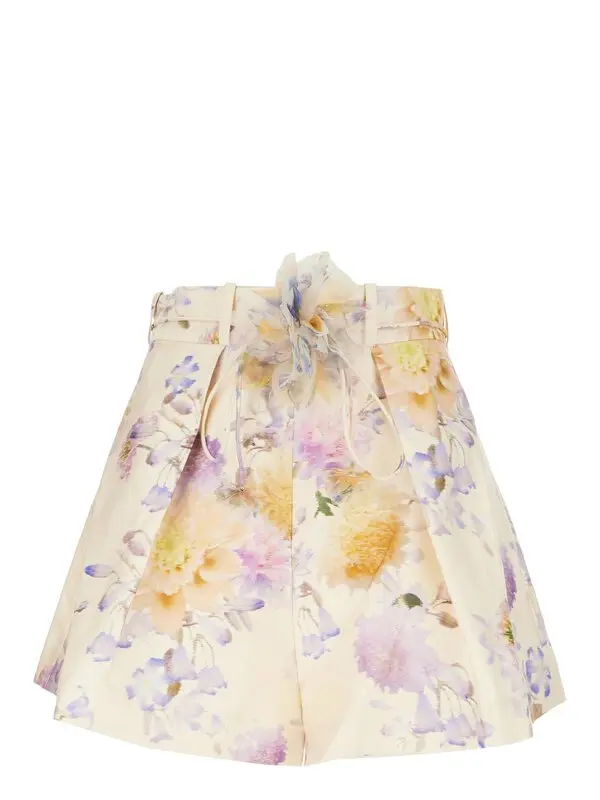 Zimmermann Floral Print High-waisted Belted Shorts - Multicolor