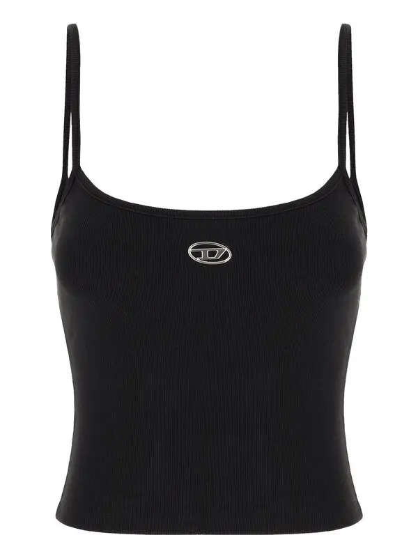 DIESEL® Ribbed Cropped Tank Top With Logo Detail - Multicolor
