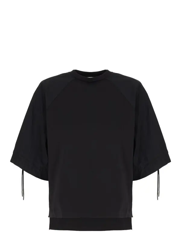 Max Mara Black Cropped Top With Drawstring Sleeves - Multicolor