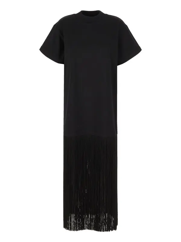 Alaïa Black T-shirt With Fringe Detail - Multicolor