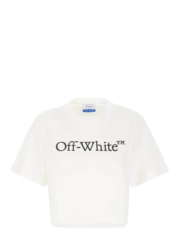 Off-White Cropped T-shirt With Logo - Multicolor