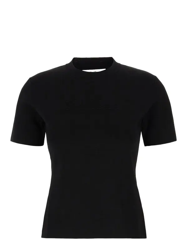 Max Mara Ribbed T-shirt With Embossed Logo - Multicolor