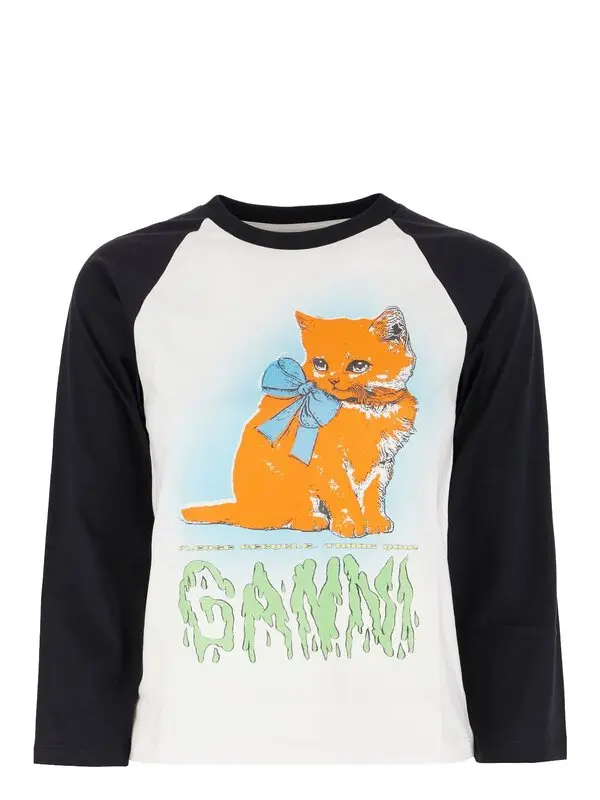 GANNI Graphic T-shirt With Bow Detail - Multicolor