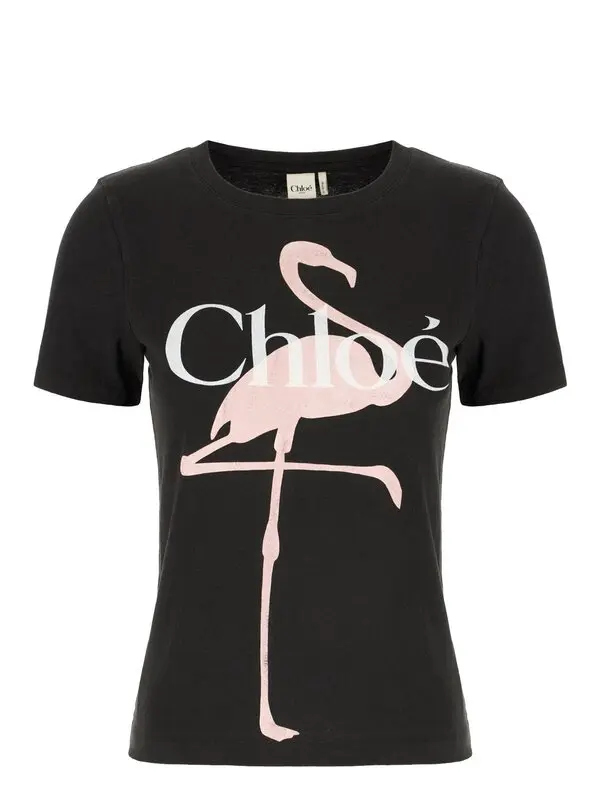 Chloé Flamingo" Graphic T-shirt - Multicolor