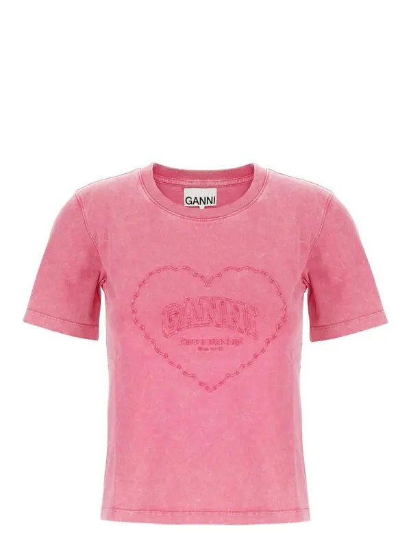 GANNI Embroidered Heart T-shirt - Multicolor