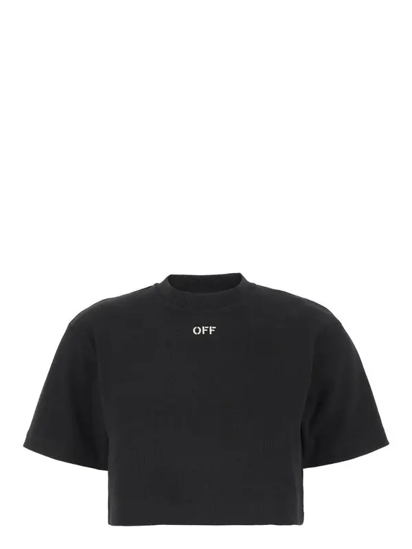 Off-White Cropped Ribbed T-shirt - Multicolor
