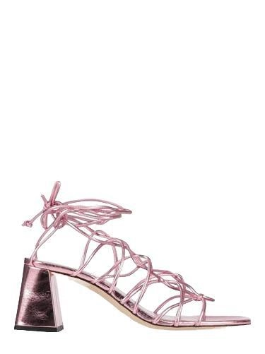 By Far Leather Metallic Sandals With Block Heel - Fuchsia