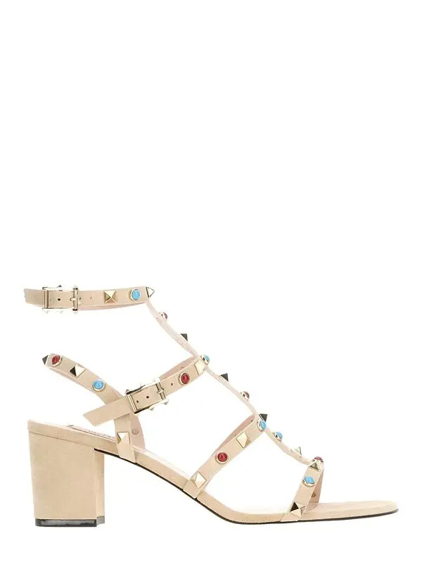 Valentino Garavani Embellished Studded Strappy Heeled Sandals - Multicolor