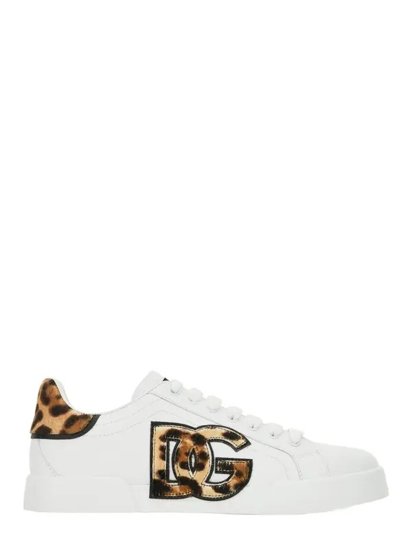 Dolce & Gabbana Leather Sneakers With Leopard Print Accents - Multicolor