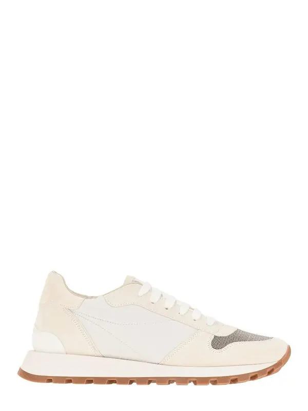 Brunello Cucinelli Suede And Nylon Lace-up Sneakers - Multicolor