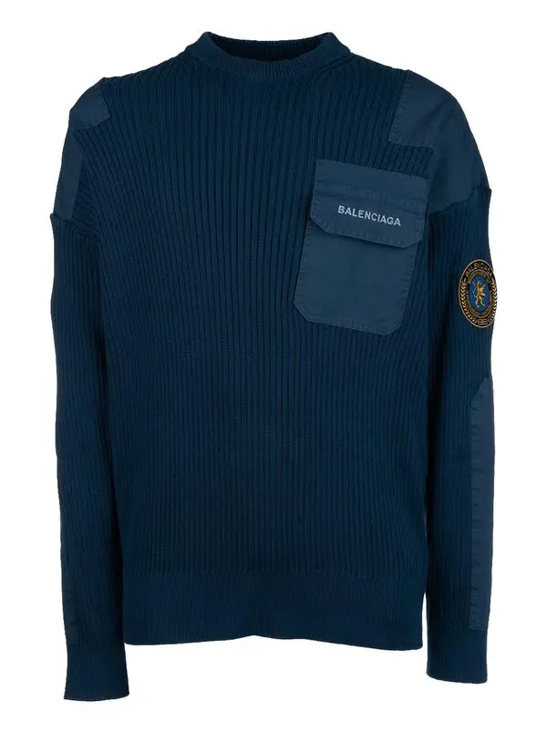 Balenciaga Ribbed Knitwear With Patch Detailing - Multicolor