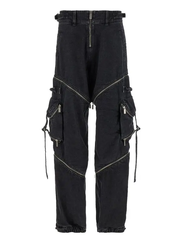 Off-White Cargo Jeans With Zip Detailing - Multicolor