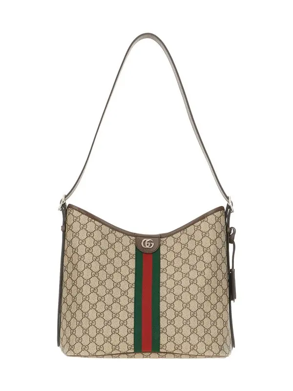 Gucci Monogram Canvas Shopper Bag With Web Stripe Detail - Multicolor
