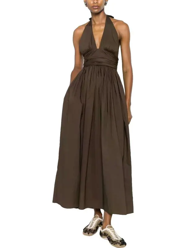 Matteau Halterneck Midi Dress - Brown