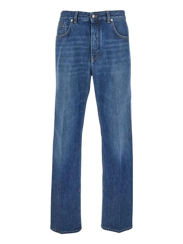 Givenchy Blue Denim Five-pocket Jeans With Logo Patch - Multicolor