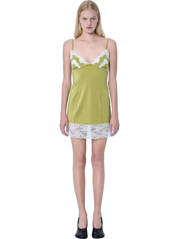 Chloé Lace Trimmed Slip Dress - Green