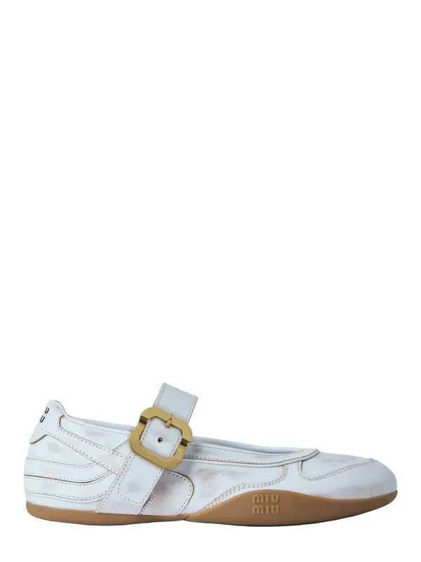 Miu Miu Leather Ballerina Flats - White