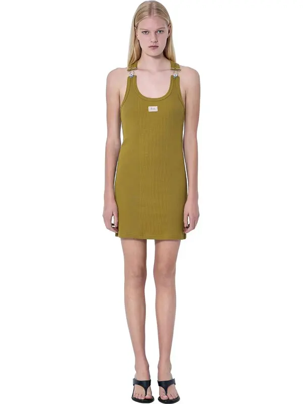 JEAN PAUL GAULTIER Cotton Ribbed Dress With Buckled Shoulder Straps - Yellow