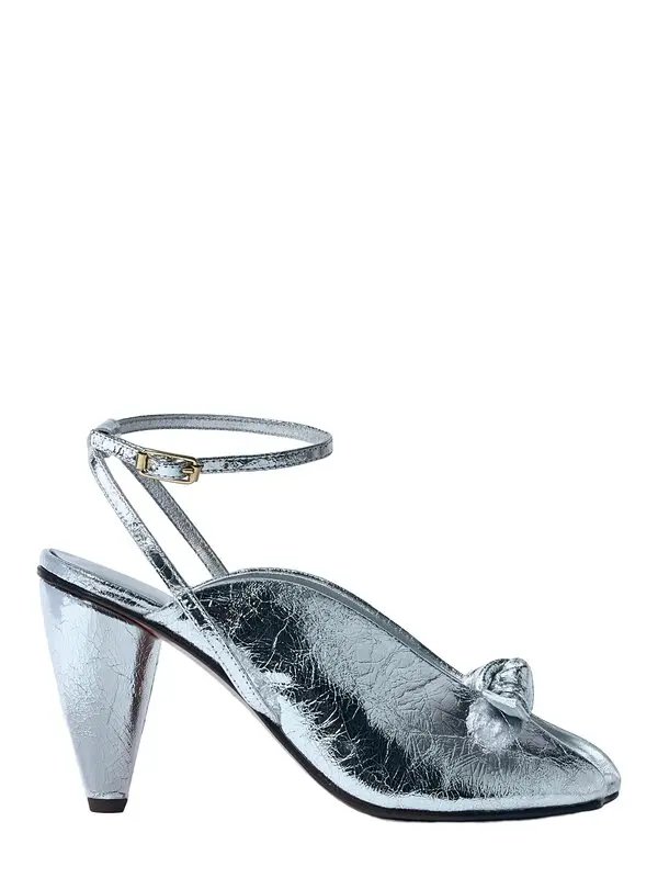 VIVIENNE WESTWOOD Metallic Bow Peep Heels - Silver