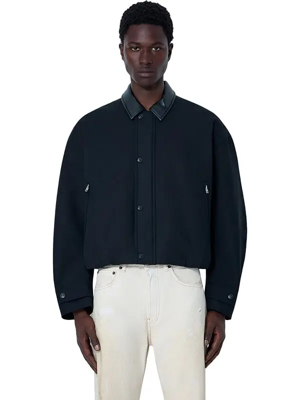 Acne Studios Leather-trimmed Button Jacket - Black