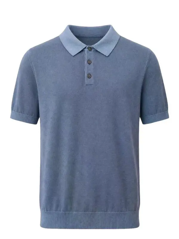 MASQ Short-sleeve Knitted Polo Shirt - Blue