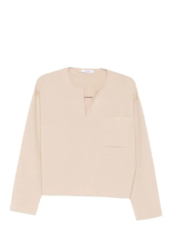Max Mara V-neck Cashmere Wool Sweater With Chest Pocket - Multicolor