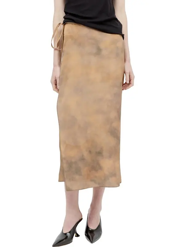 Sportmax Silk Tie-dye Wrap Midi Skirt - Cream