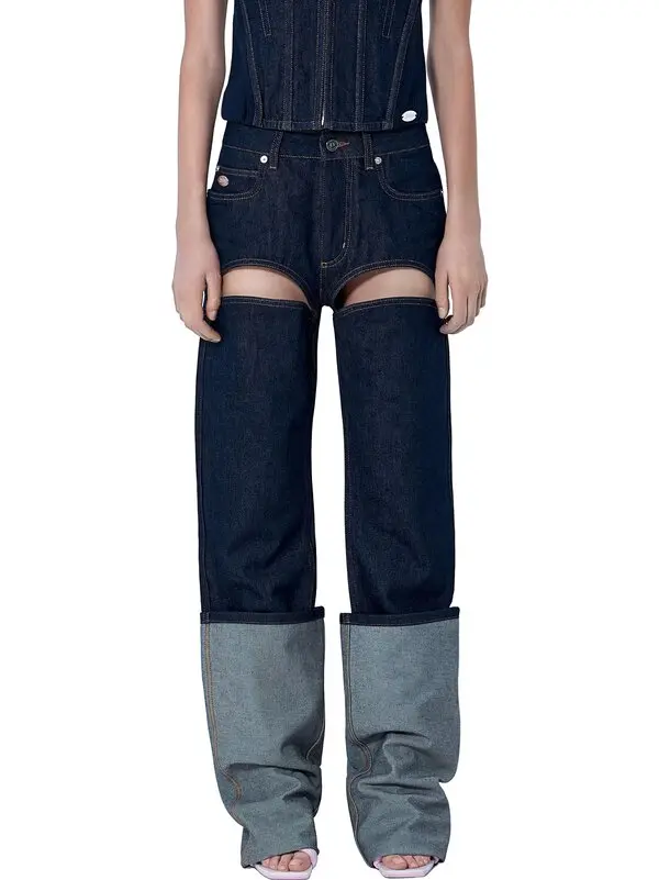 JEAN PAUL GAULTIER Cut Out Wide Leg Jeans - Blue