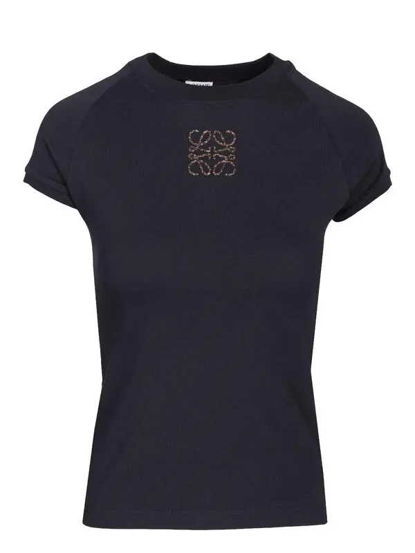 Loewe Slim-fit Cotton T-shirt With Embroidered Anagram - Blue