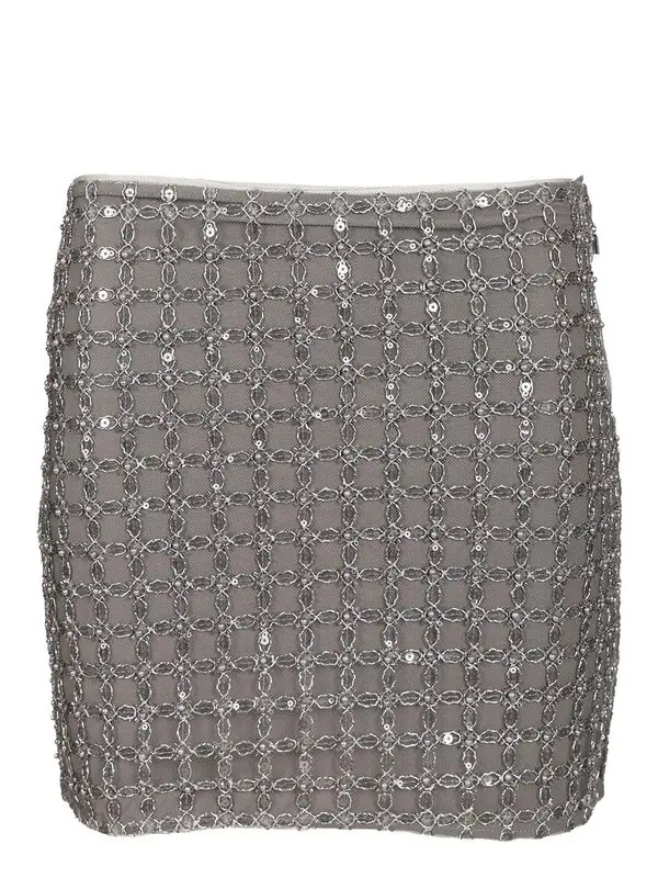ROTATE BY BIRGER CHRISTENSEN Beaded Mini Skirt - Silver