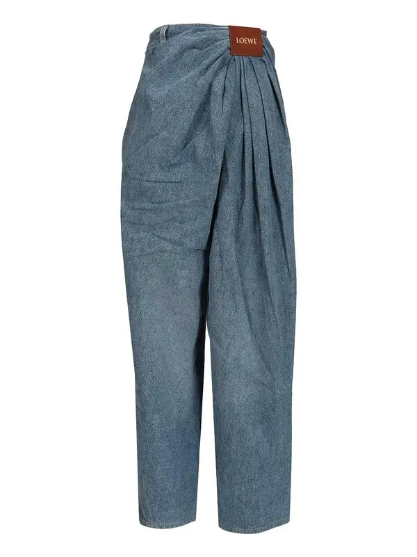 Loewe Draped Wide Leg Denim Jeans - Blue