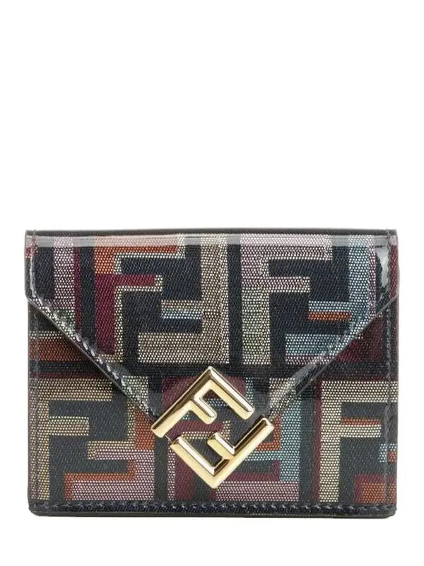 Fendi Mini Trifold Tessuto Lame Wallet - Blue