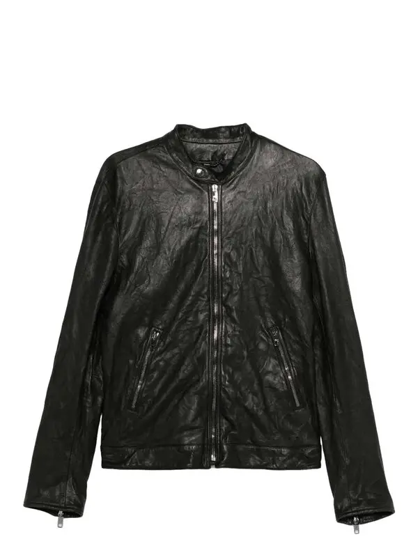 Dolce & Gabbana Lambskin Leather Zip-up Jacket - Black