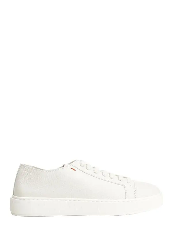Santoni Tumbled Leather Low-top Sneakers - White