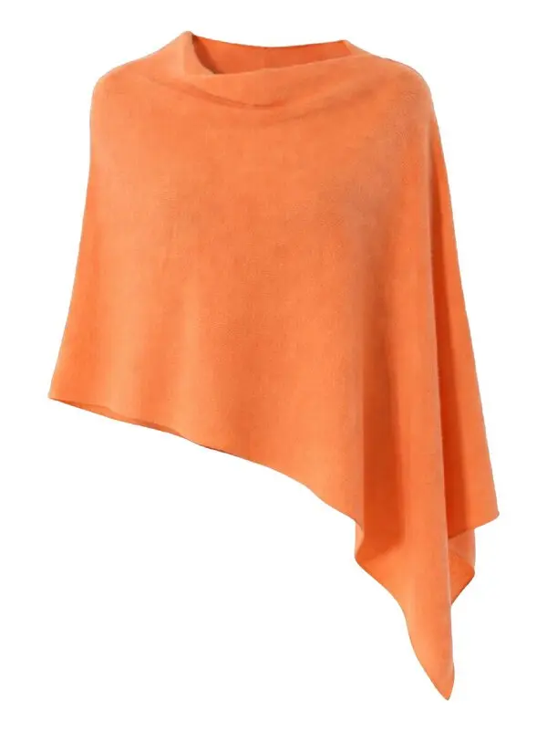 I ROCCHI CASHMERE Pure Cashmere Lightweight Poncho - Orange