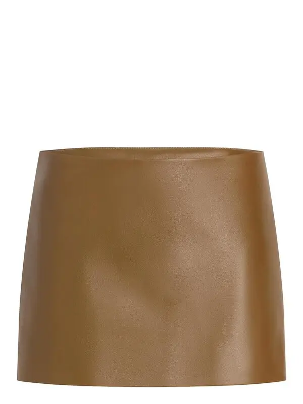 Khaite Jett Leather Mini Skirt - Dark Olive