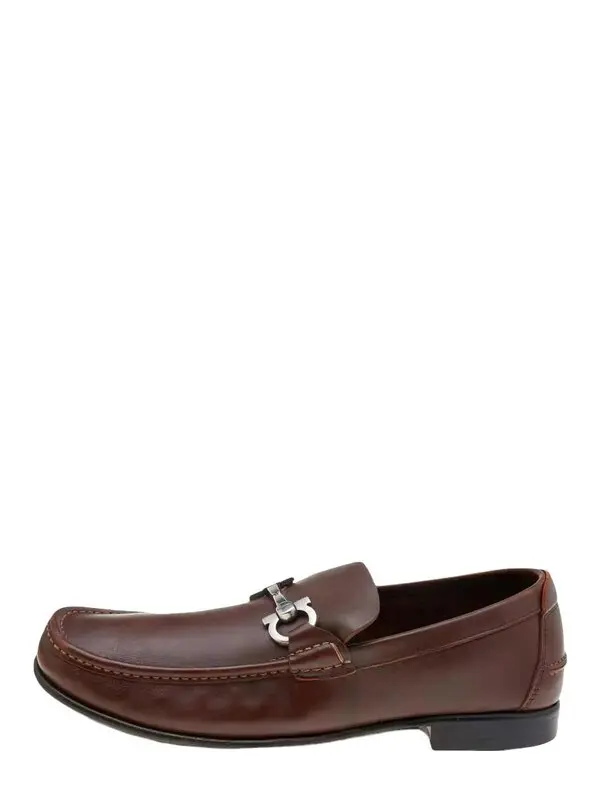 FERRAGAMO Gancini Bit Loafers - Brown