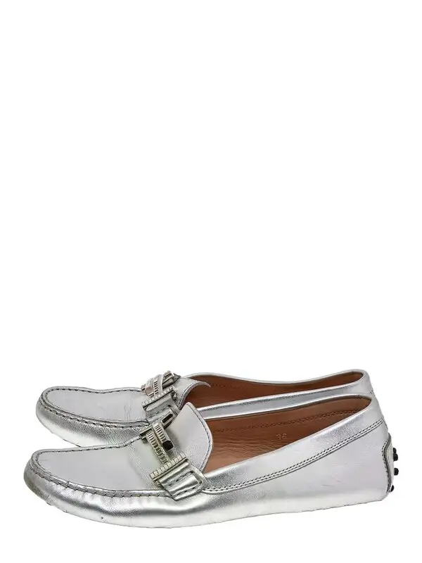 TOD'S Embellished Loafers - Silver