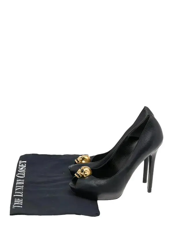 Alexander McQueen Skull Peep-toe Pumps - Black