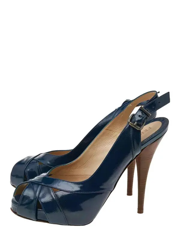 Fendi Peep-toe Slingback Sandals - Blue
