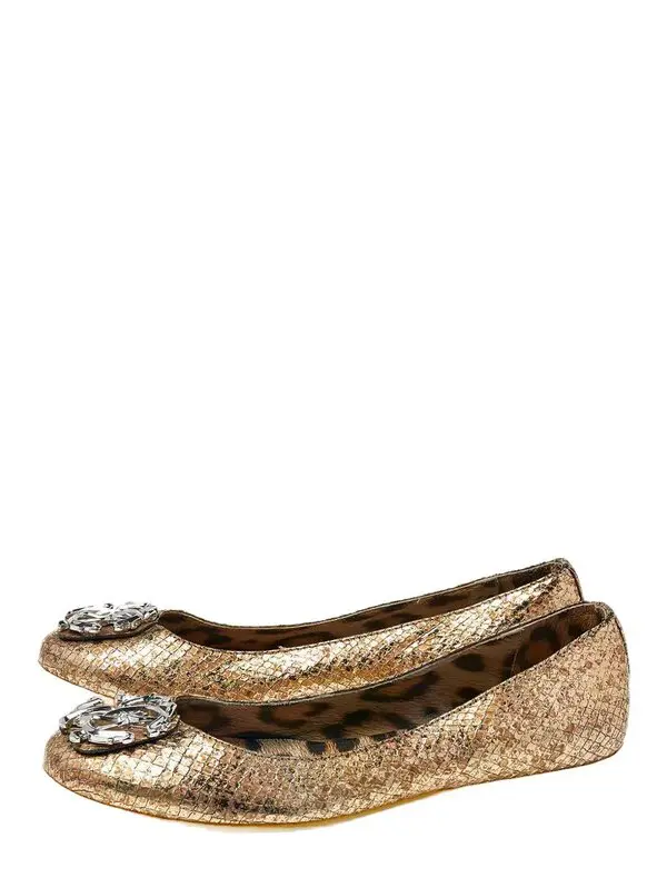 Roberto Cavalli Embossed Ballet Flats - Gold