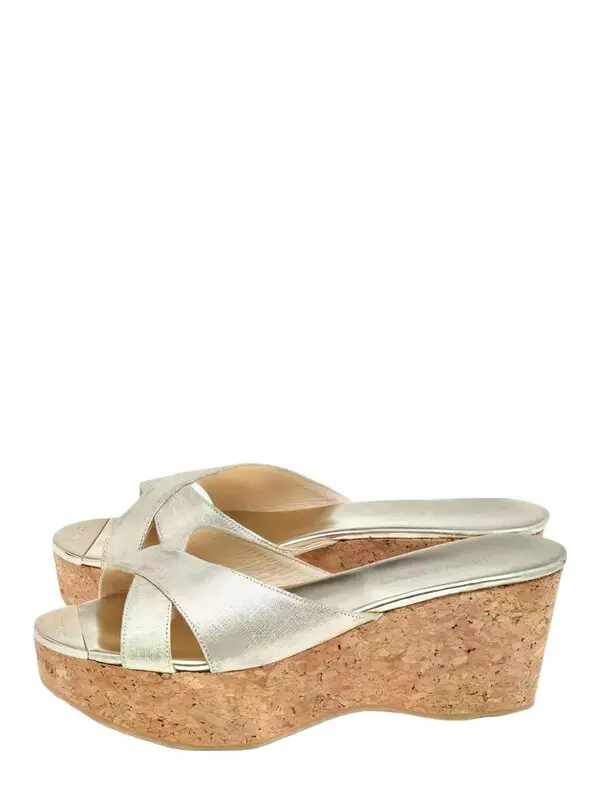 JIMMY CHOO Prima Cork Wedge Sandals - Neutrals