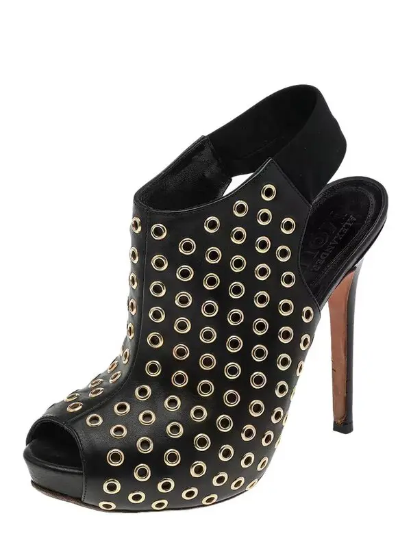 Alexander McQueen Grommet Peep-toe Ankle Boots - Black